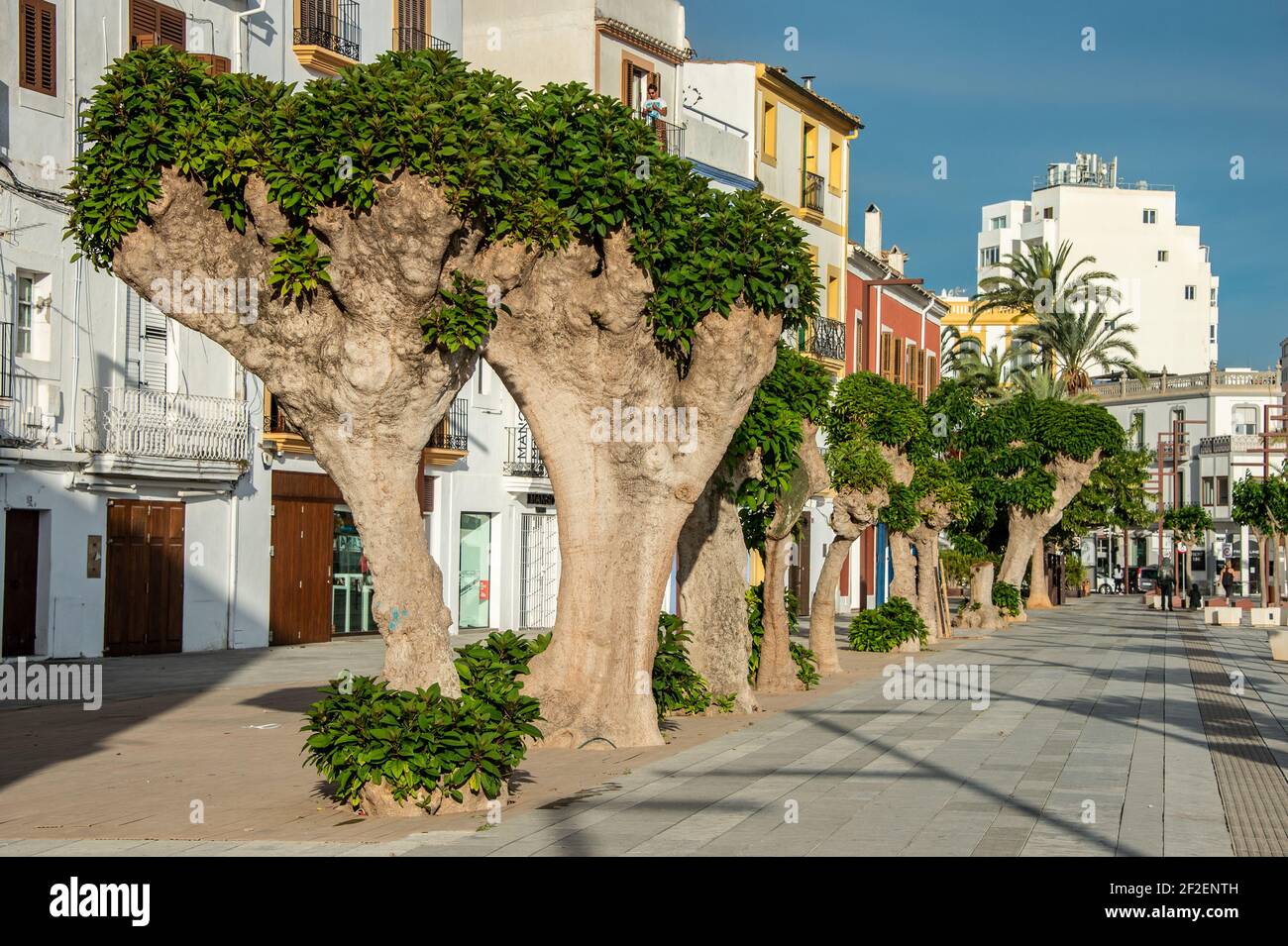 Ibiza, Spain - May 7, 2020: Promenade area of the port of Ibiza where ...