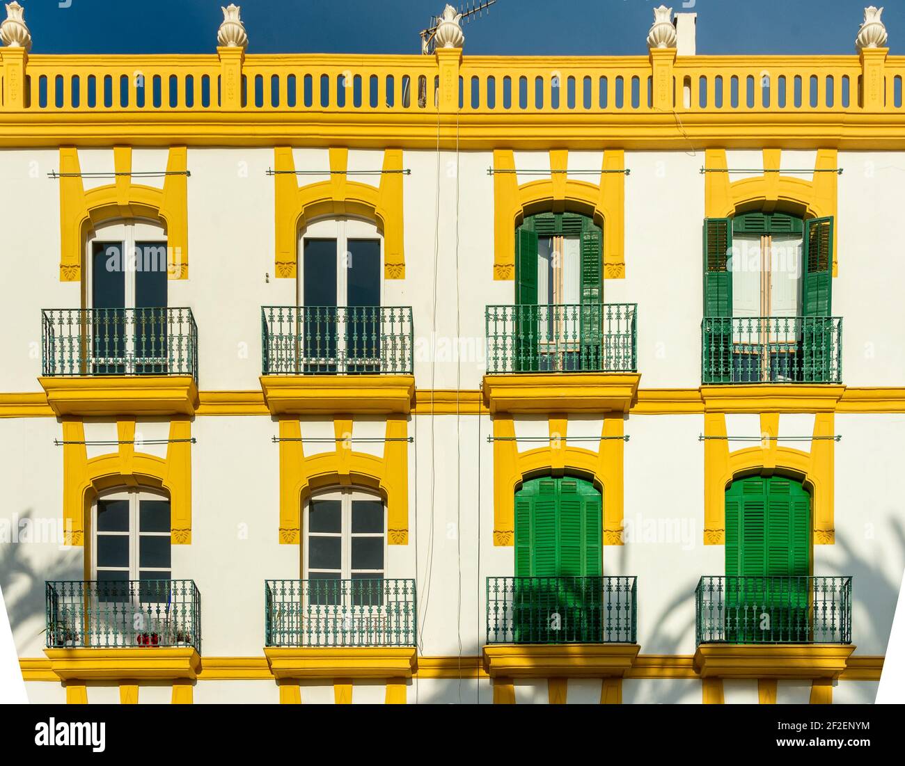 Ibiza, Spain - May 7, 2020: Detail of the colonial architecture that we ...