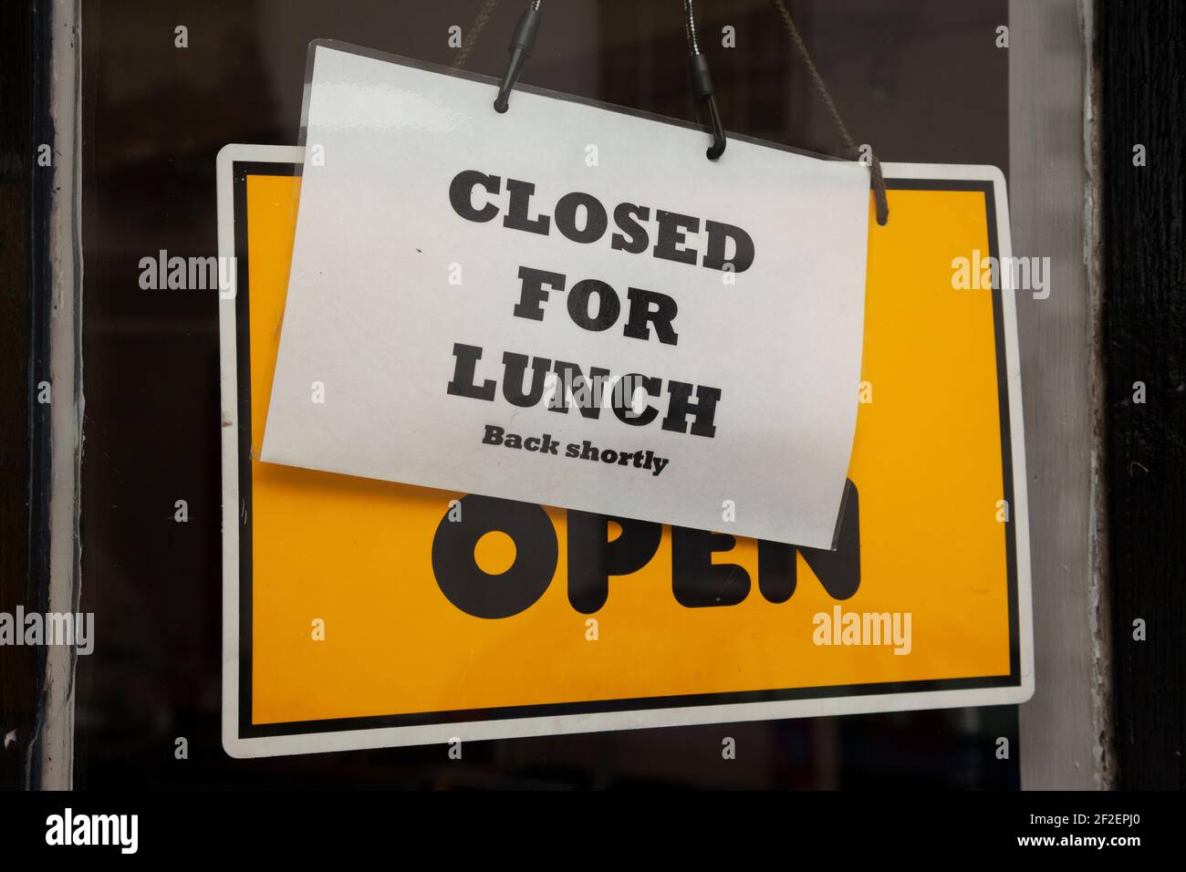 Closed for Lunch sign in Ballycastle, Moyle, County Antrim, Northern ...