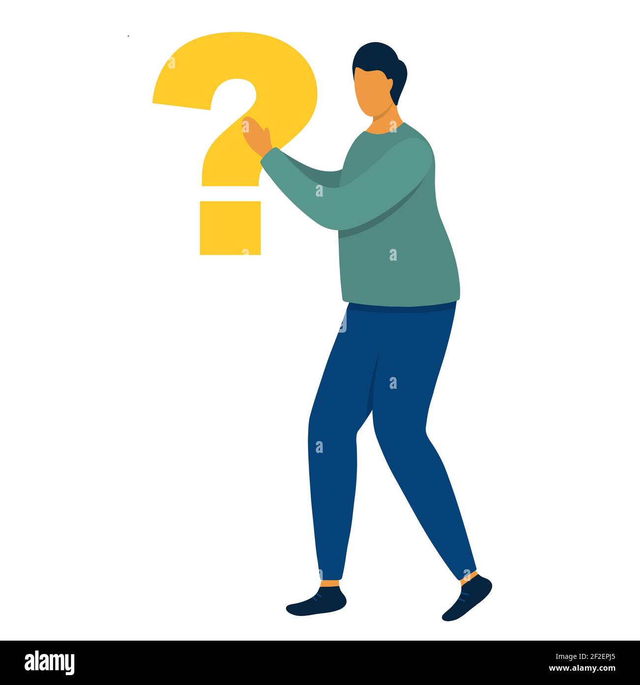 Man holding a question mark isolated on white background. Decision ...