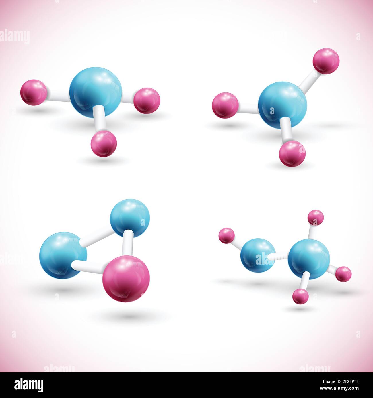 Various colorful atom chains set isolated on white background with ...