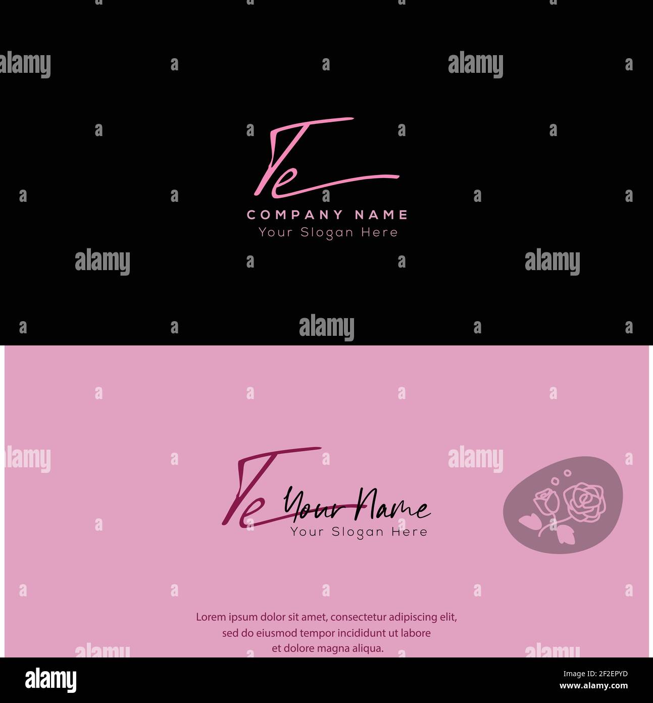 T E TE Initial letter handwriting and signature logo. Beauty vector ...