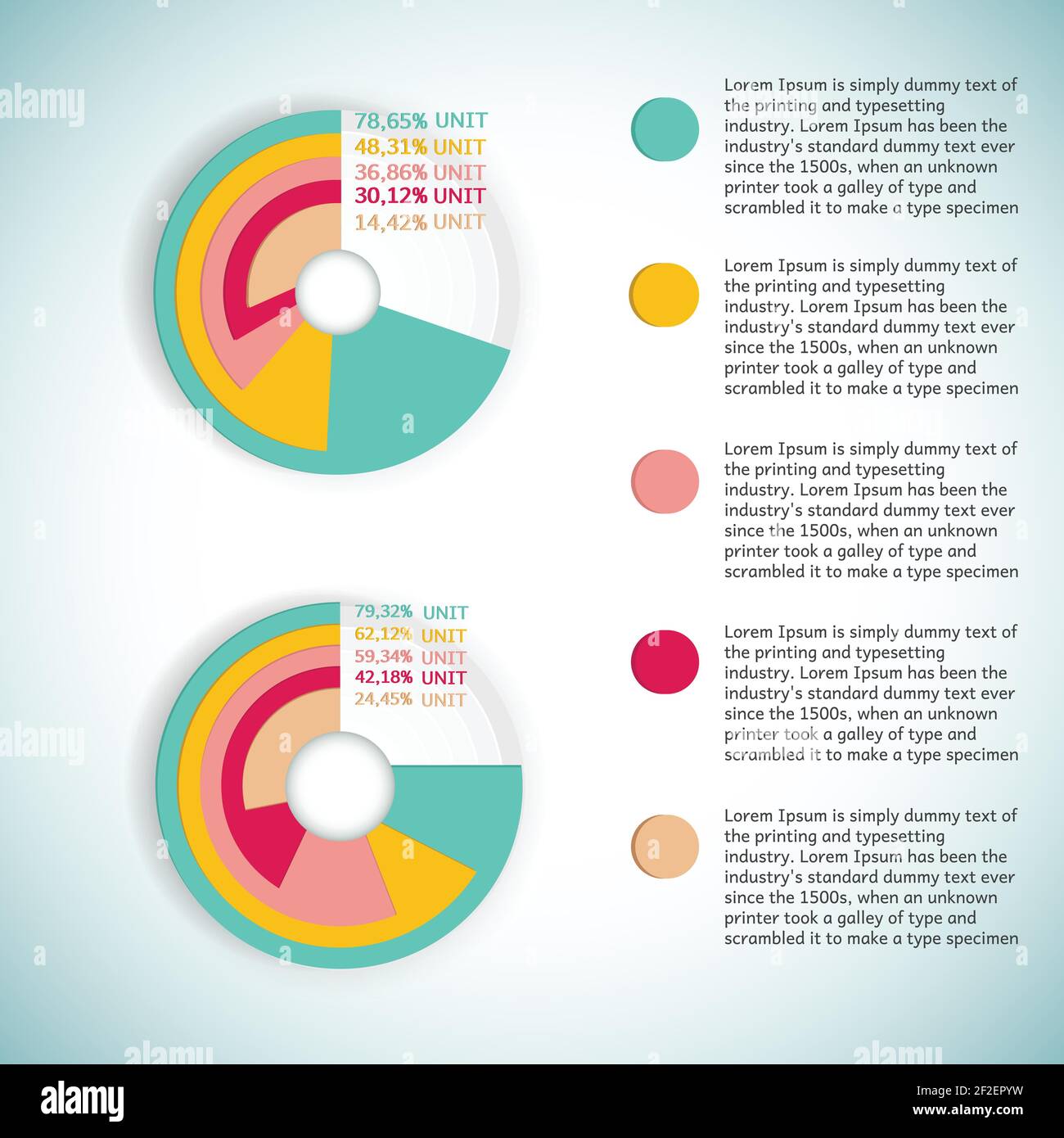 Business colorful round diagram presenting percentage statistics with ...