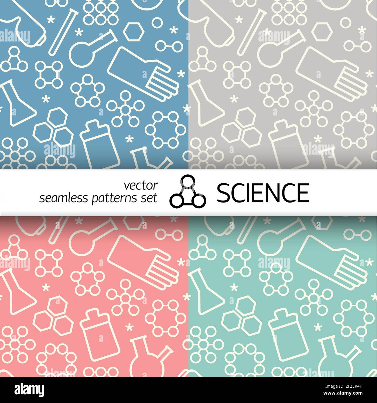 Chemistry seamless pattern with white doodle symbols on colorful ...