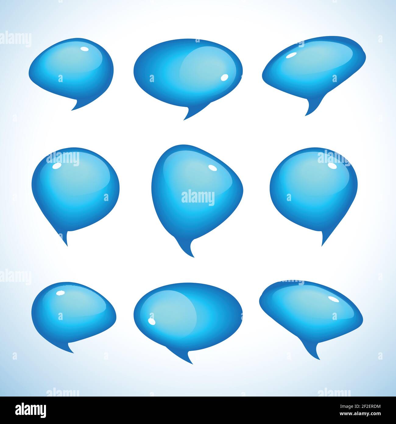 Realistic blue shiny speech bubbles with reflections set isolated ...