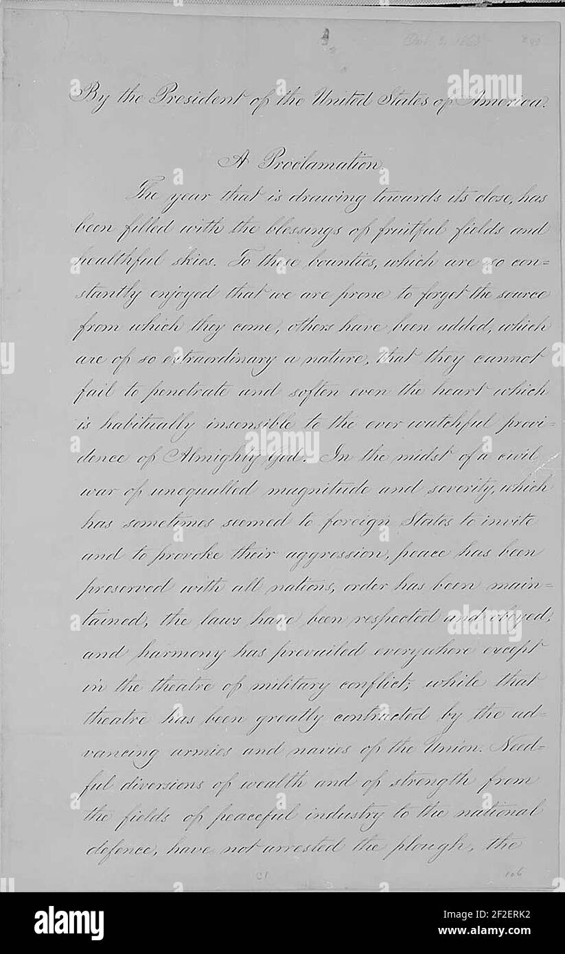 Thanksgiving proclamation Black and White Stock Photos & Images - Alamy