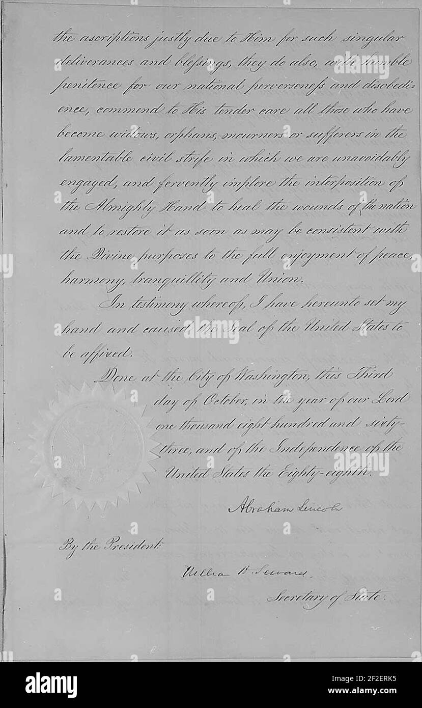 Thanksgiving proclamation hi-res stock photography and images - Alamy