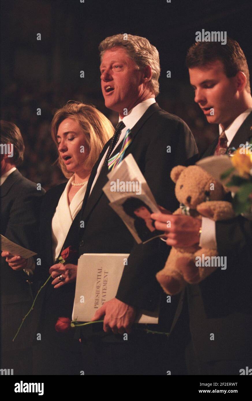 President Bill Clinton and Hillary Rodham Clinton at the memorial ...
