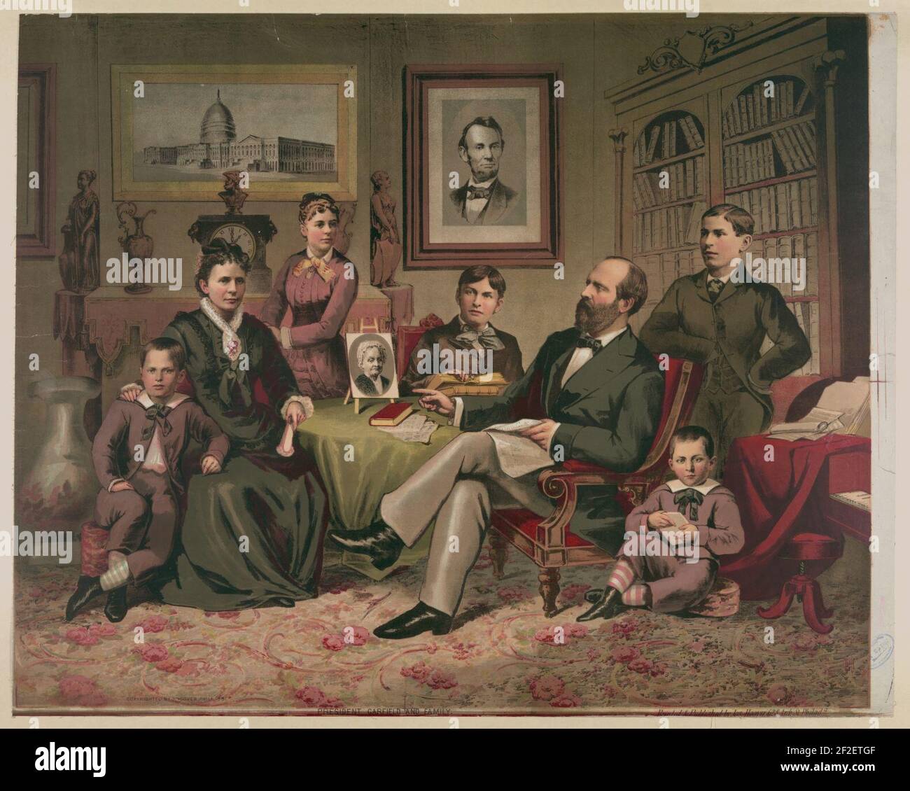 President Garfield and family Stock Photo - Alamy