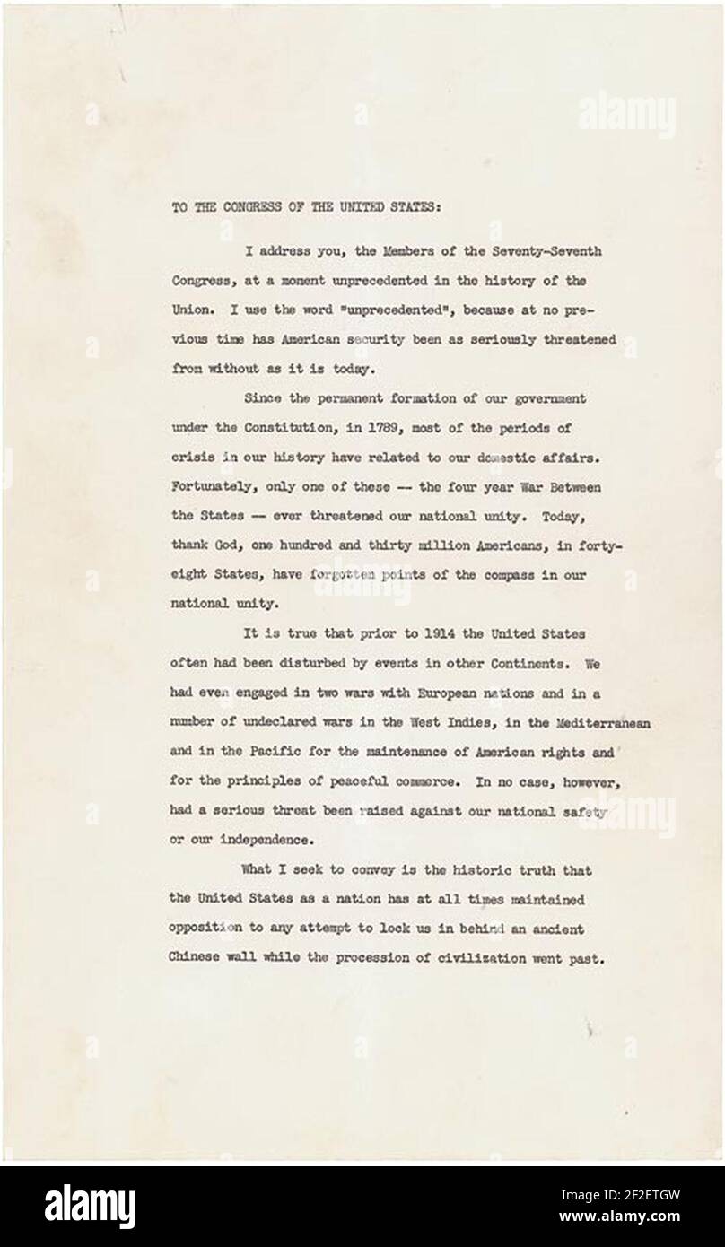 President Franklin Roosevelt's Annual Message (Four Freedoms) to ...