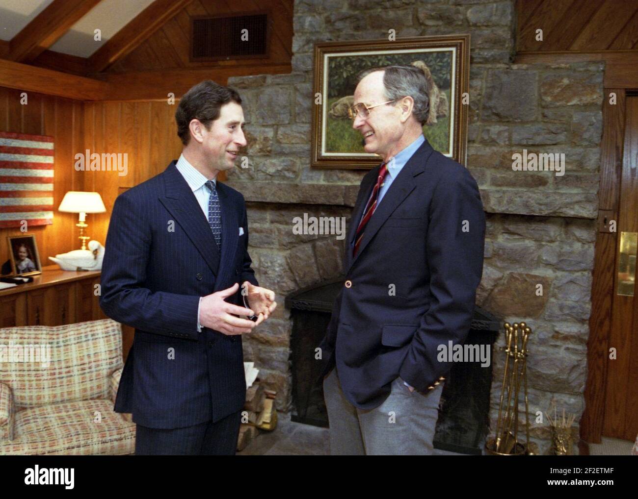 President George H. W. Bush and Prince Charles Stock Photo - Alamy