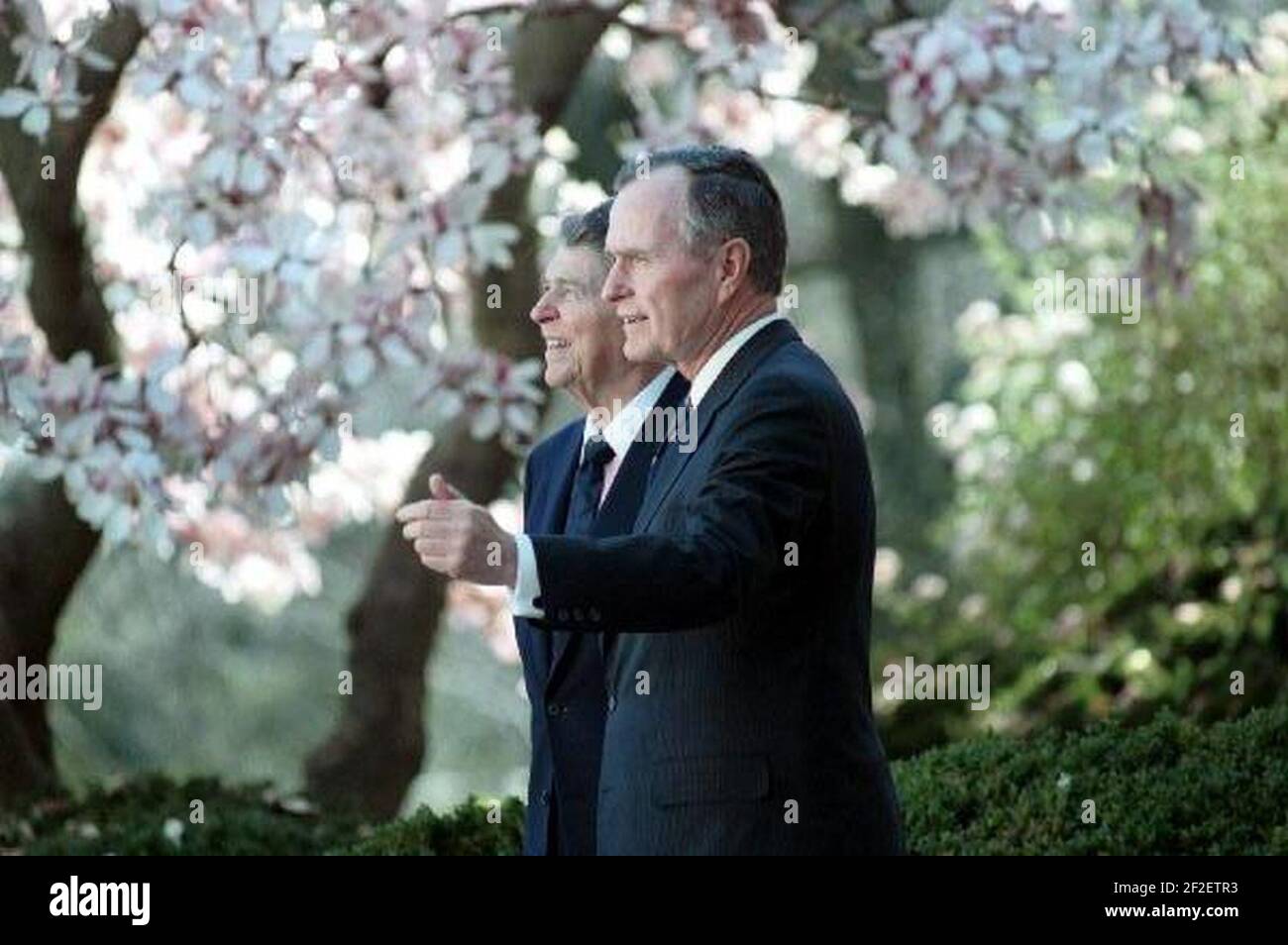 President George H. W. Bush meets with former President Ronald Reagan ...
