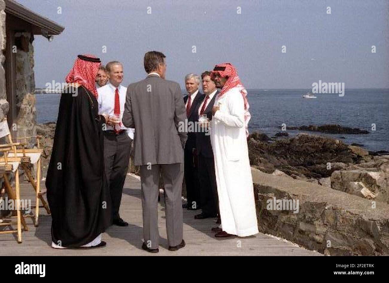 President George H. W. Bush meets with Prince Saud, Prince Bandar ...