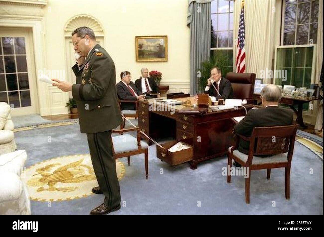 President George H. W. Bush speaks by phone with British Prime Minister ...