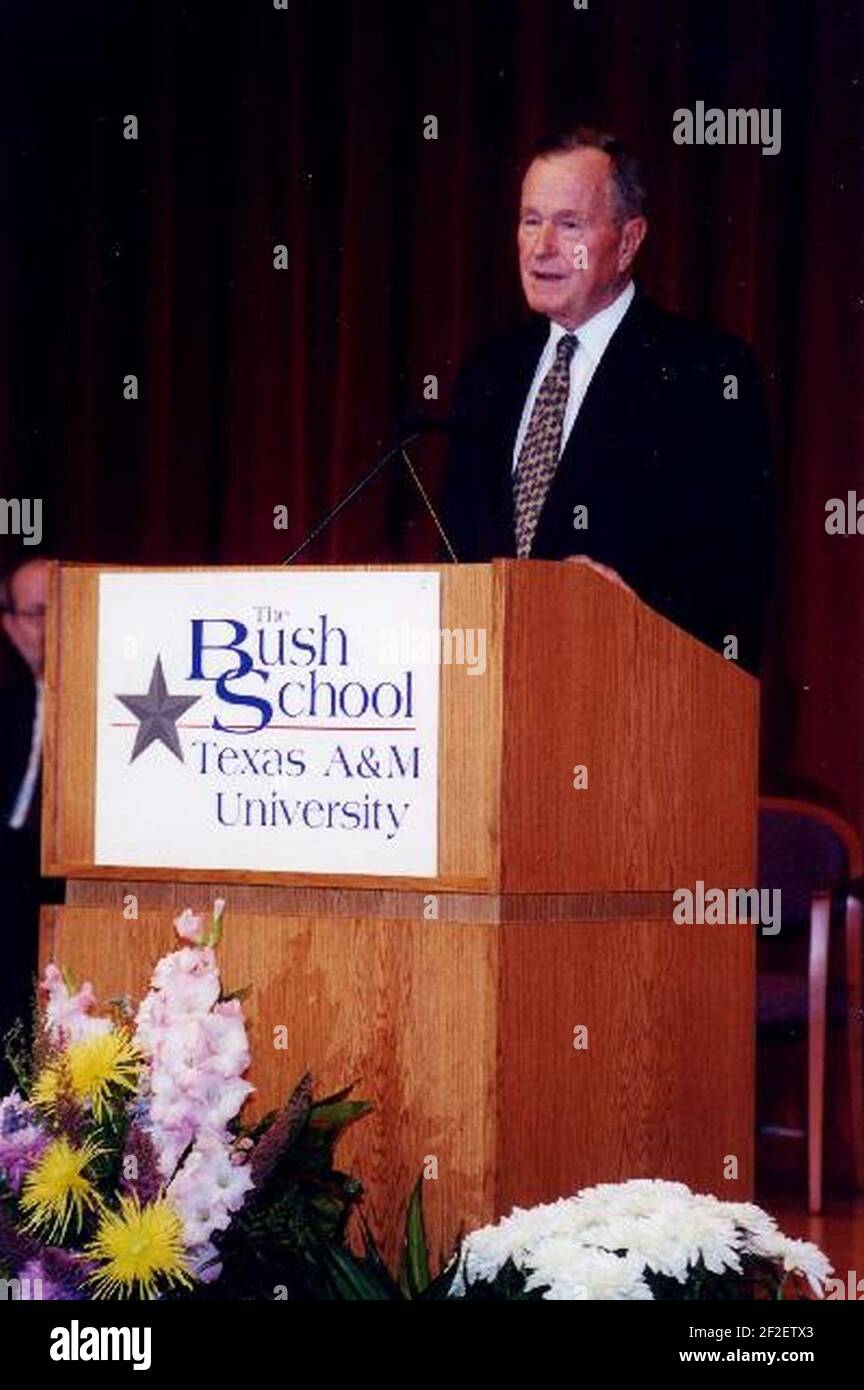 President George H. W. Bush speaks at the Bush School graduation ...
