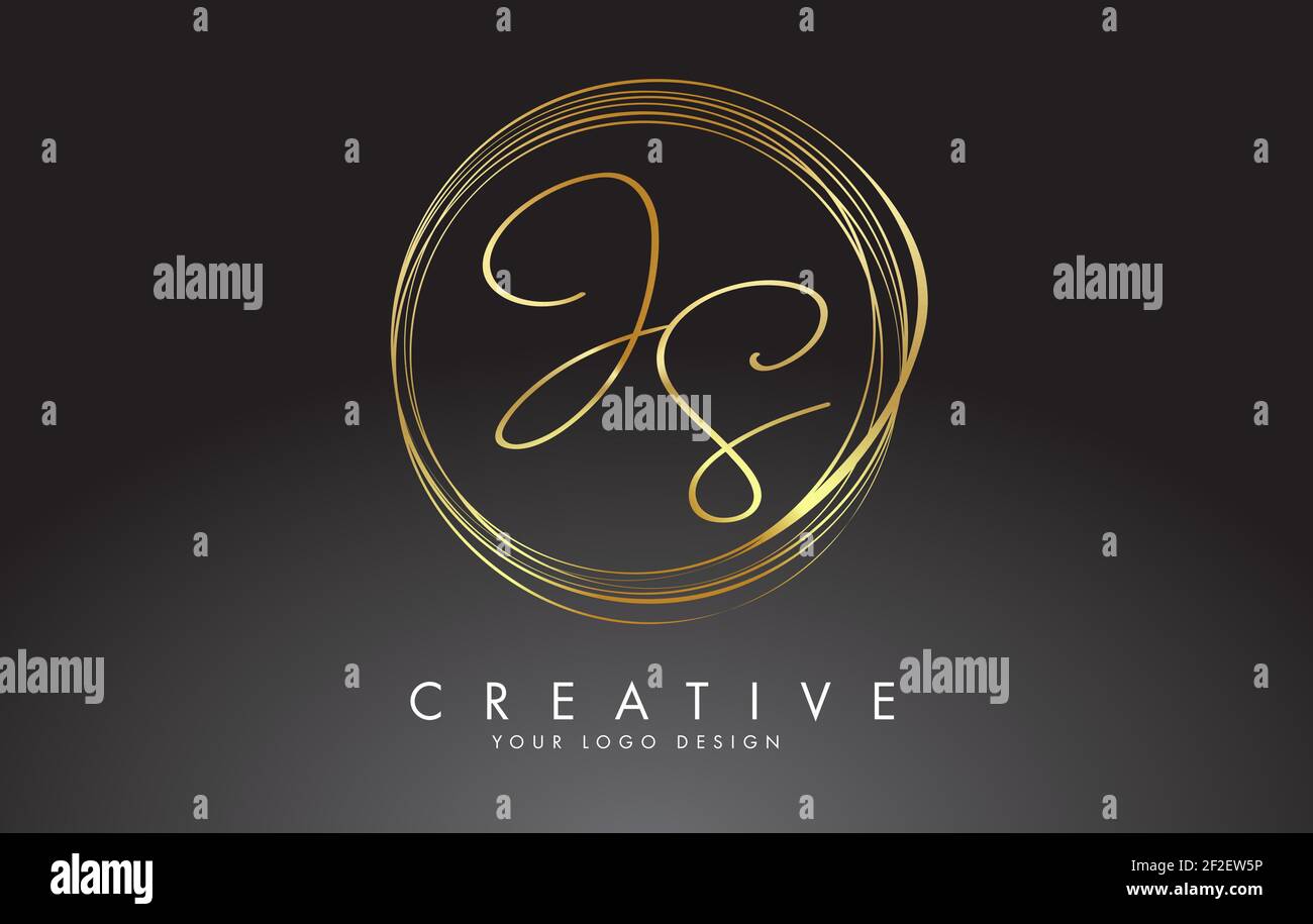 Handwritten JS J S Golden Letters Logo with a minimalist design. LS ...