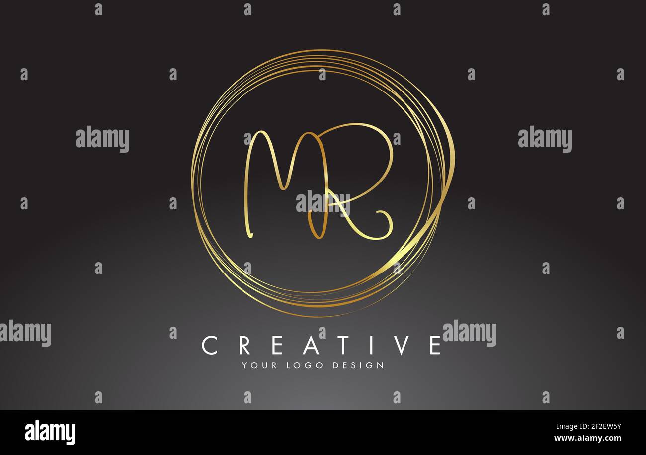 Handwritten MR M R Golden Letters Logo with a minimalist design. GR ...