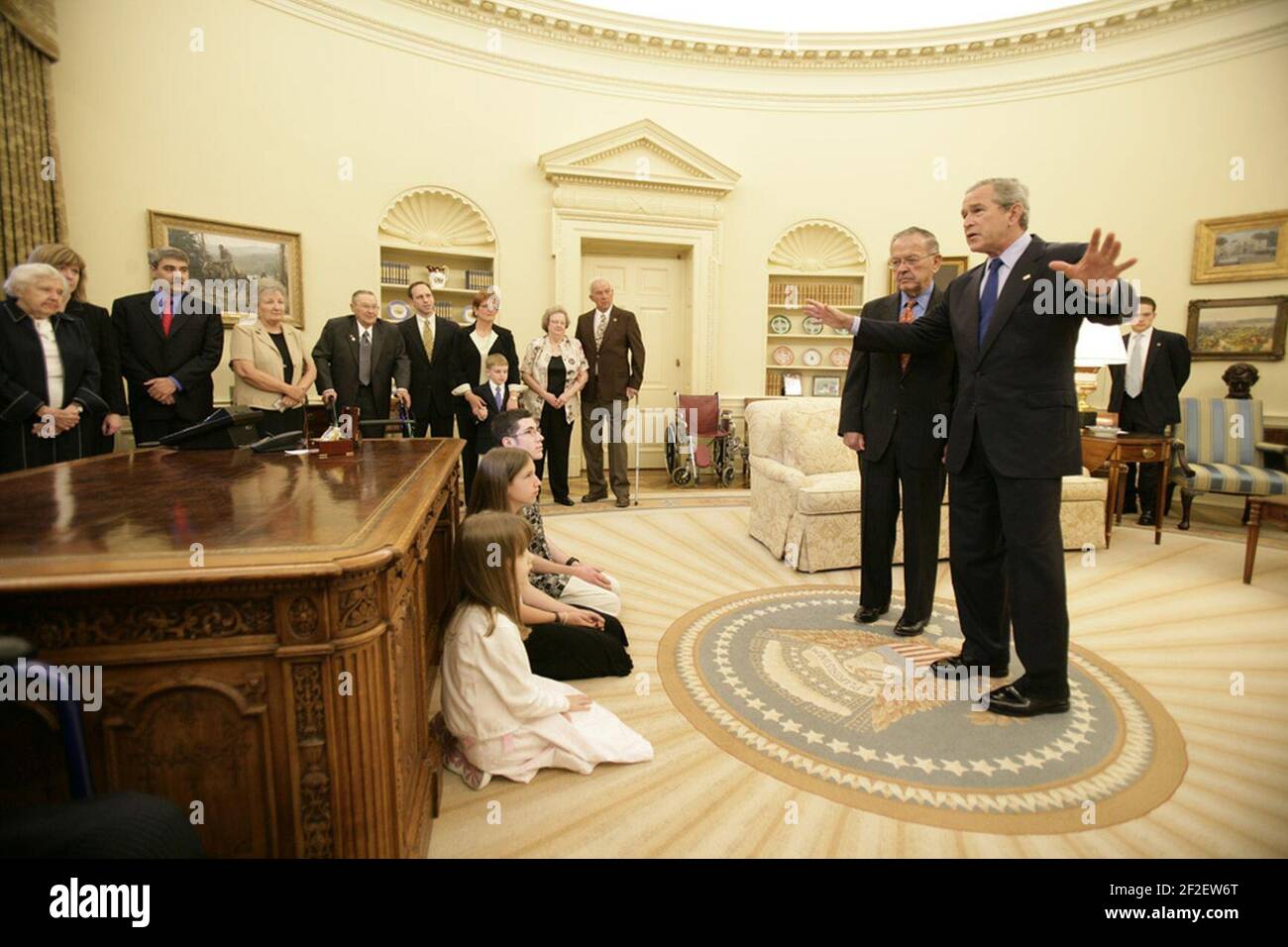 President George W. Bush and Senator Ted Stevens welcome World War II ...
