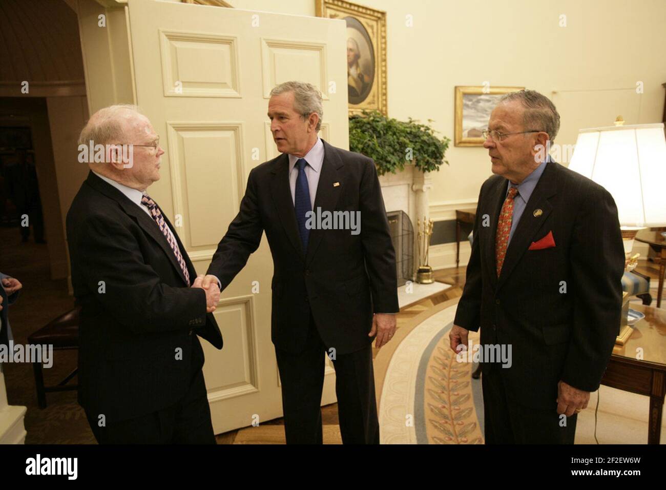 President George W. Bush and Senator Ted Stevens welcome World War II ...