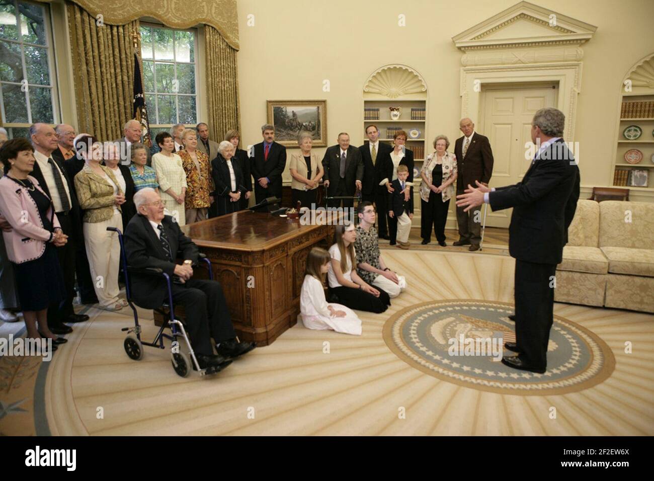 President George W. Bush and Senator Ted Stevens welcome World War II ...