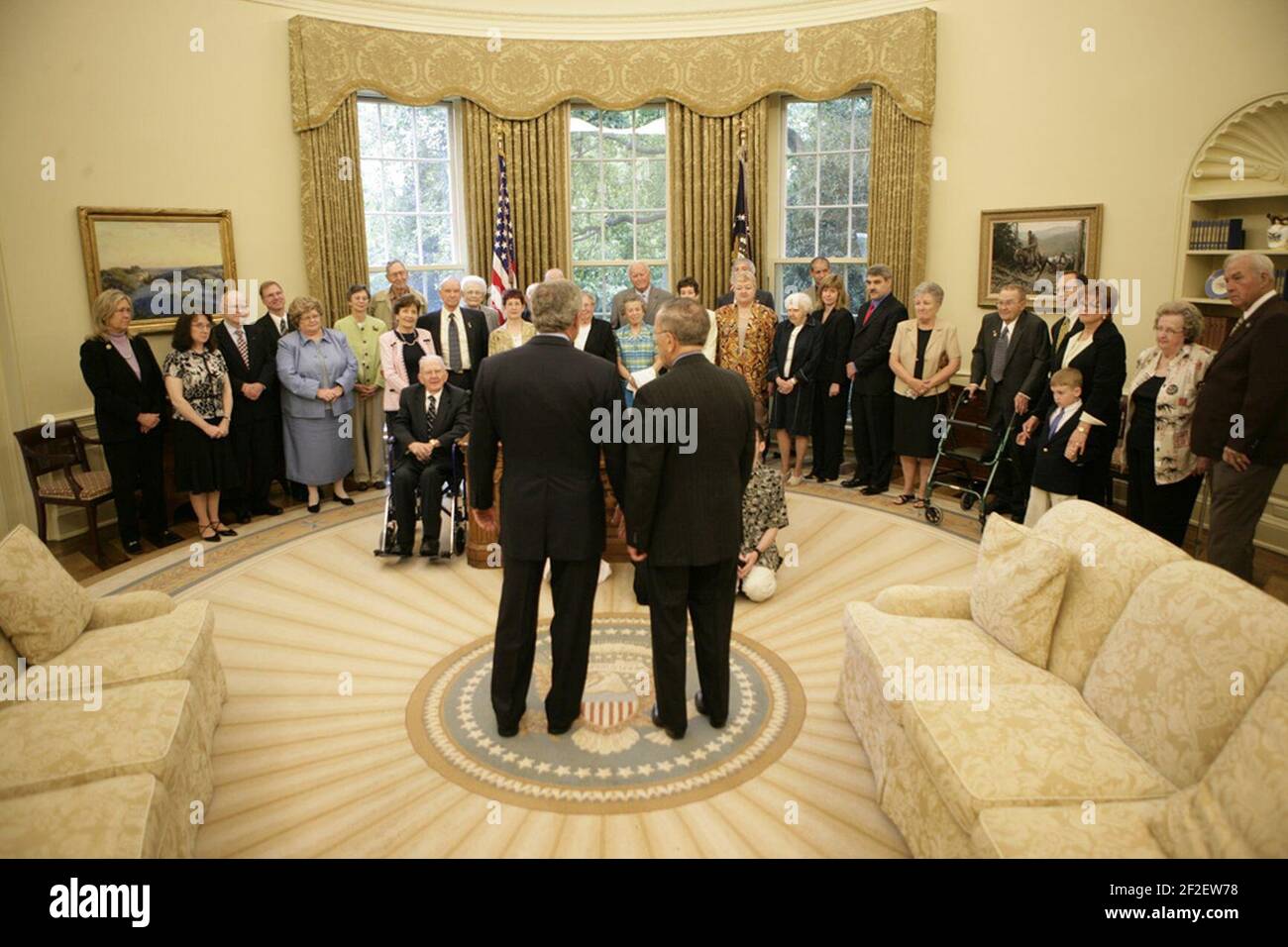 President George W. Bush and Senator Ted Stevens welcome World War II ...