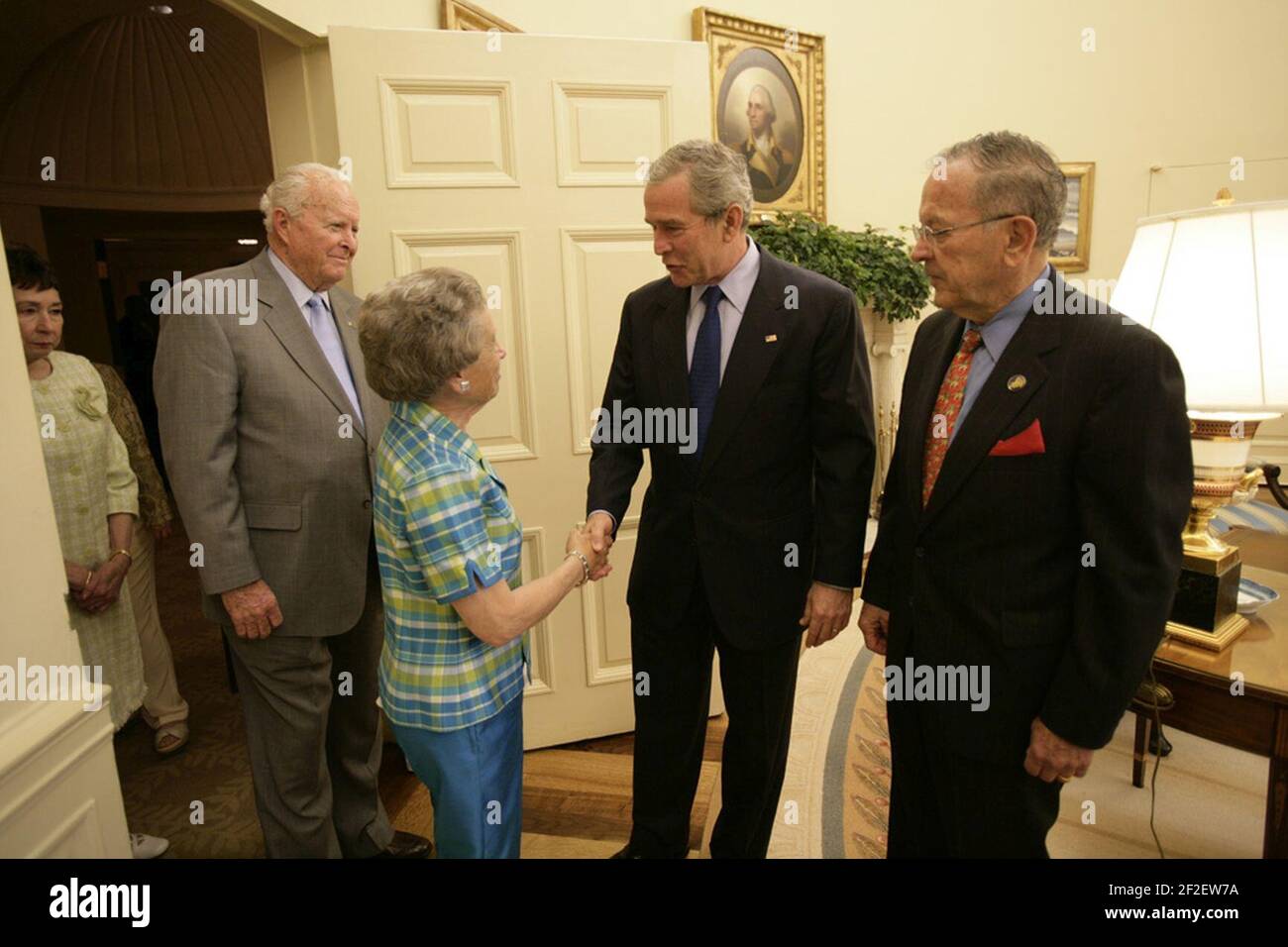 President George W. Bush and Senator Ted Stevens welcome World War II ...