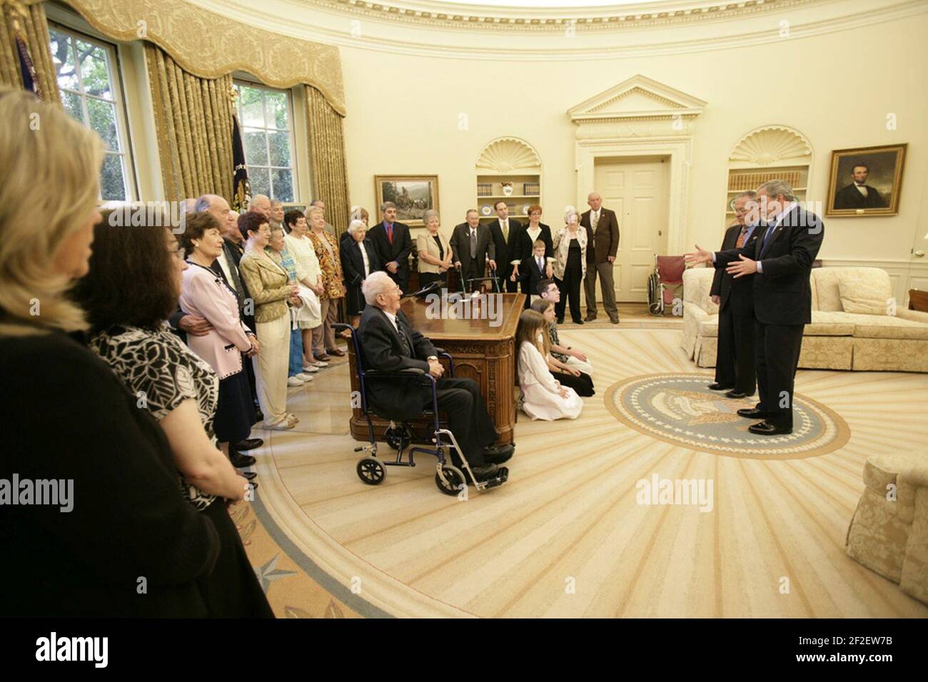 President George W. Bush and Senator Ted Stevens welcome World War II ...
