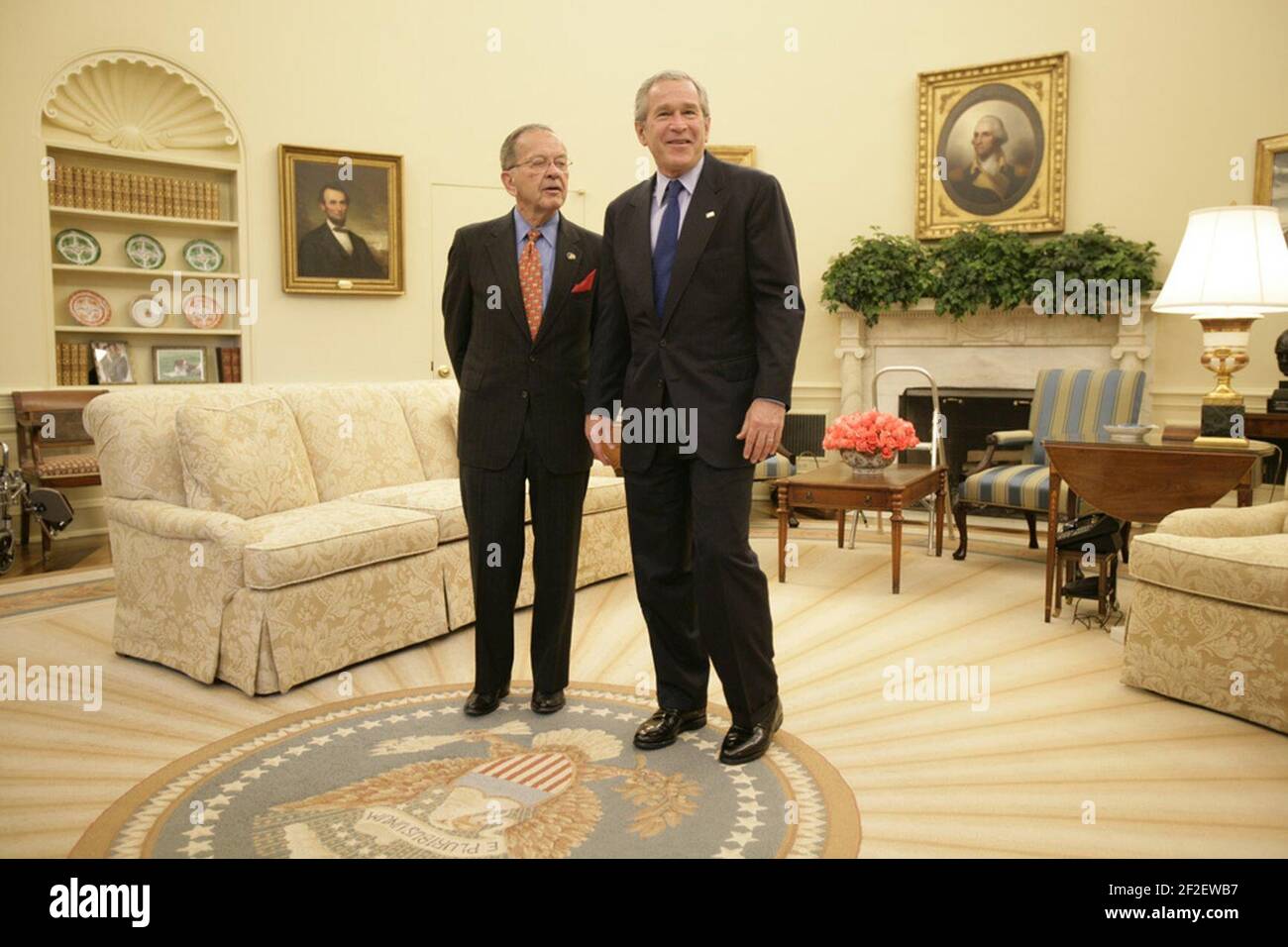President George W. Bush and Senator Ted Stevens welcome World War II ...