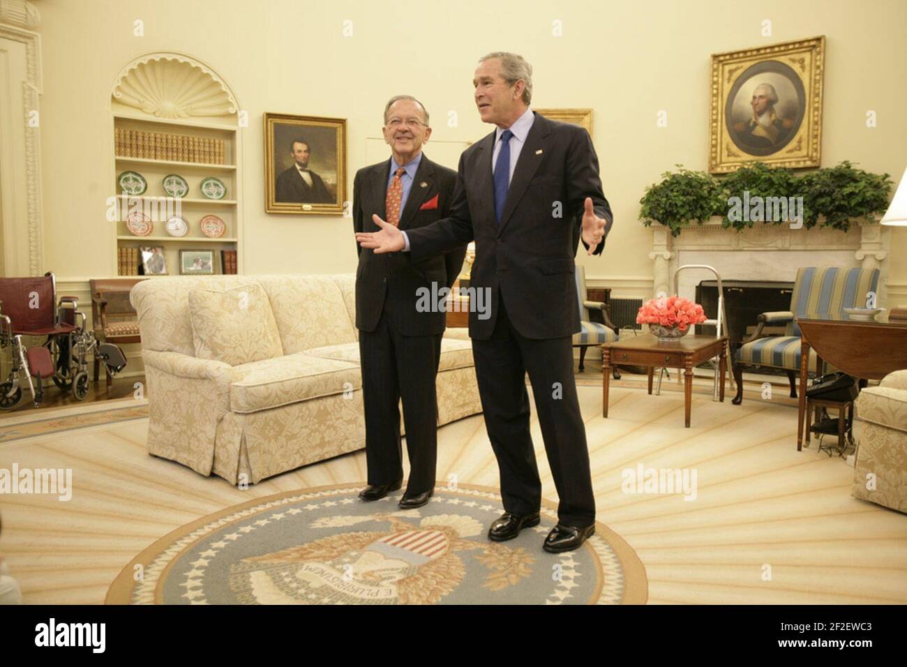 President George W. Bush and Senator Ted Stevens welcome World War II ...