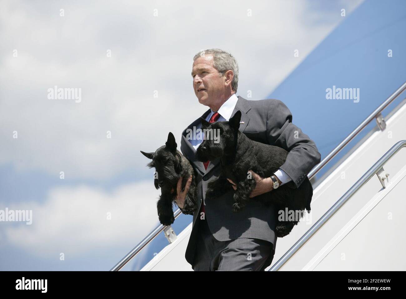 President George W. Bush Arrives at Andrews, AFB with Barney and ...