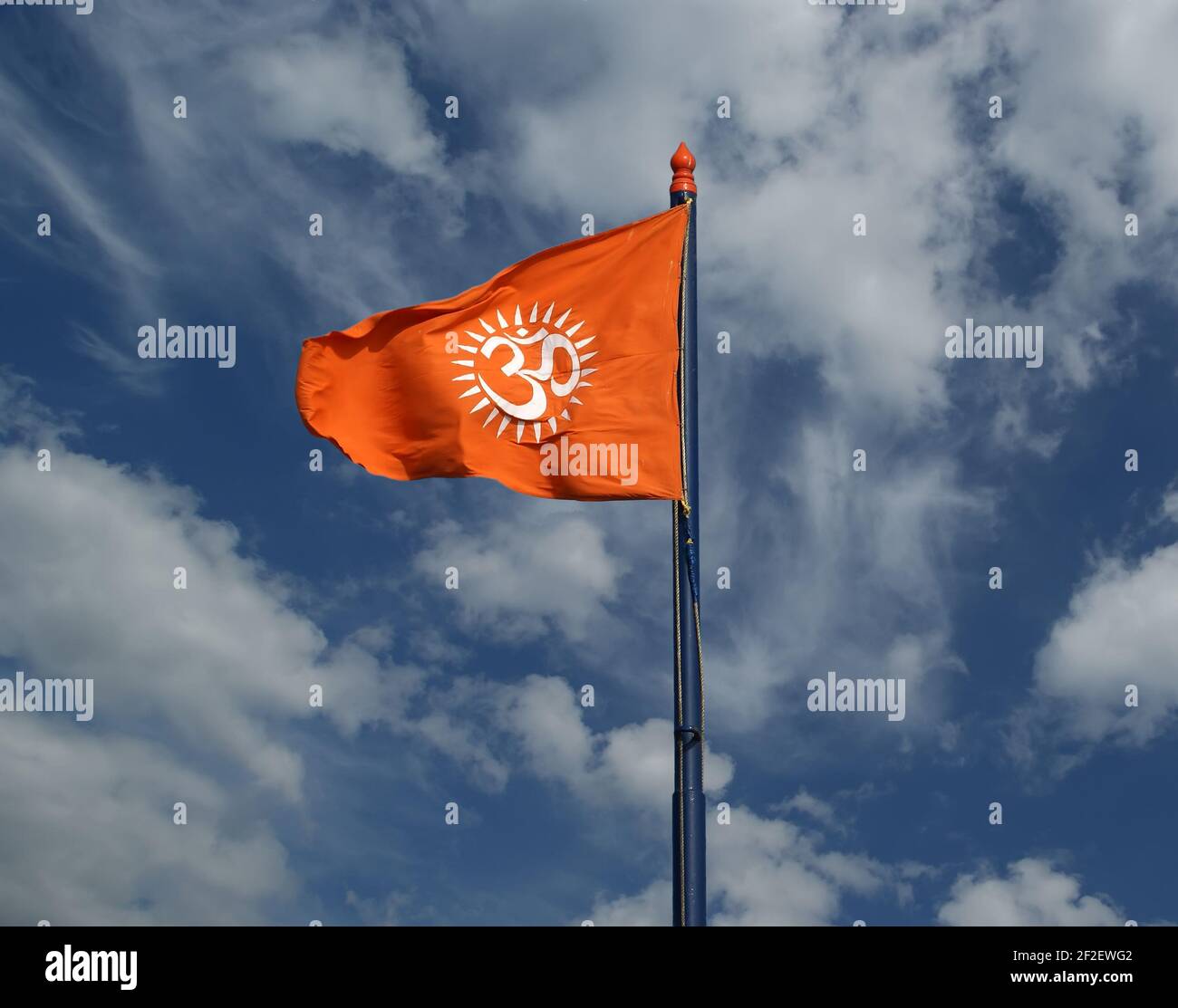 Flag with a sign Om or Aum --is a sacred, mystical syllable in the ...