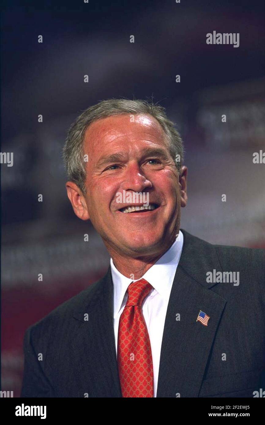 President George W. Bush Delivers Remarks in Madison, Mississippi Stock ...