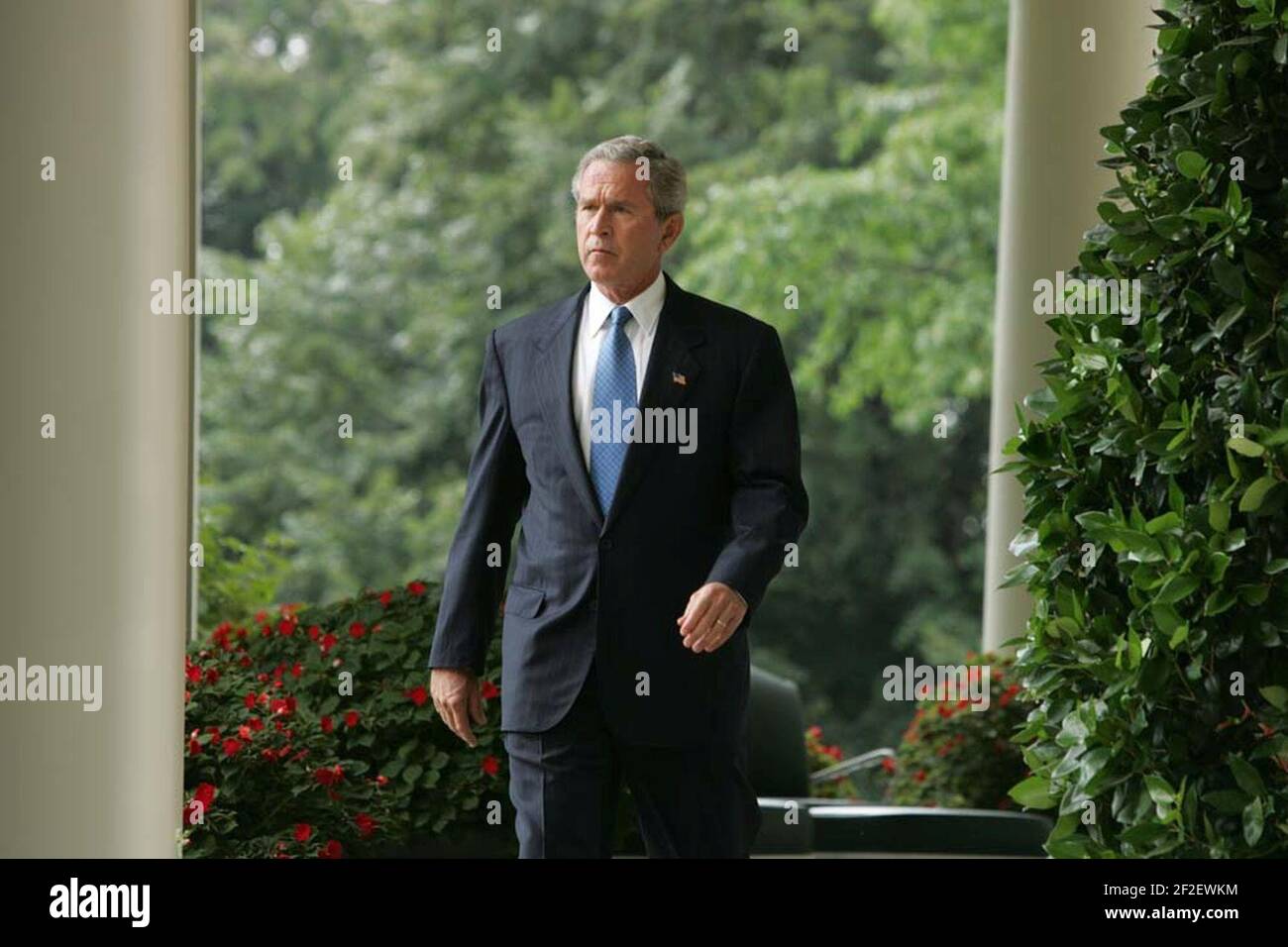 President George W. Bush Enters the Rose Garden to Deliver Remarks on ...