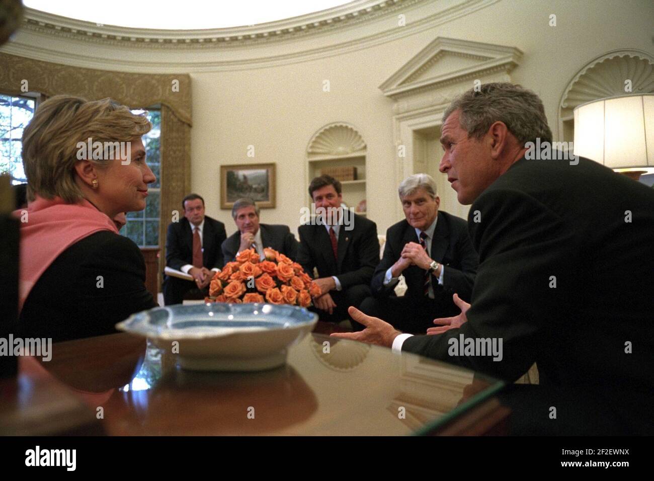 President George W. Bush meets with officials in the Oval Office Stock ...