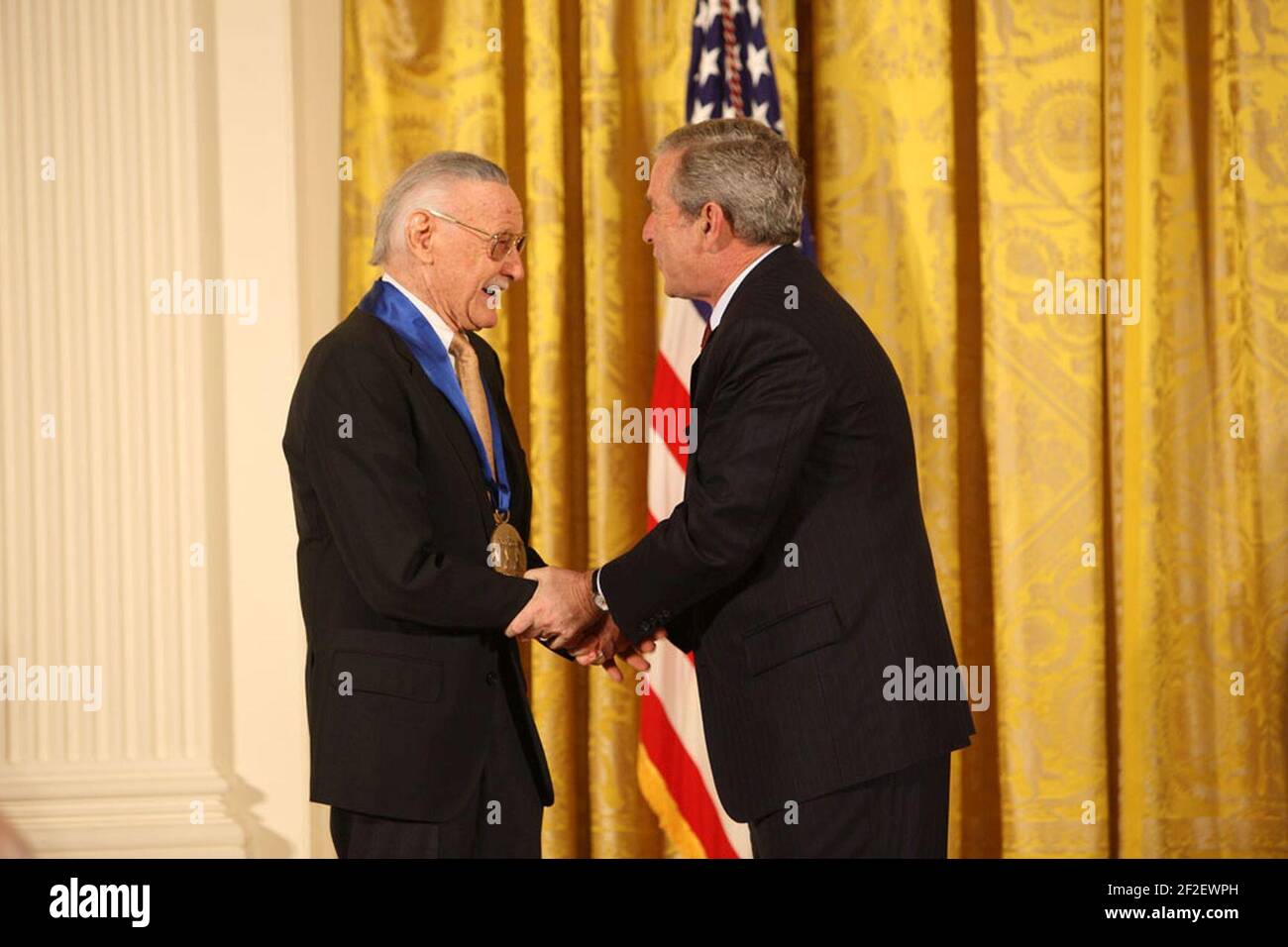 President George W. Bush Presents Comic Book Creator Stan Lee with the ...
