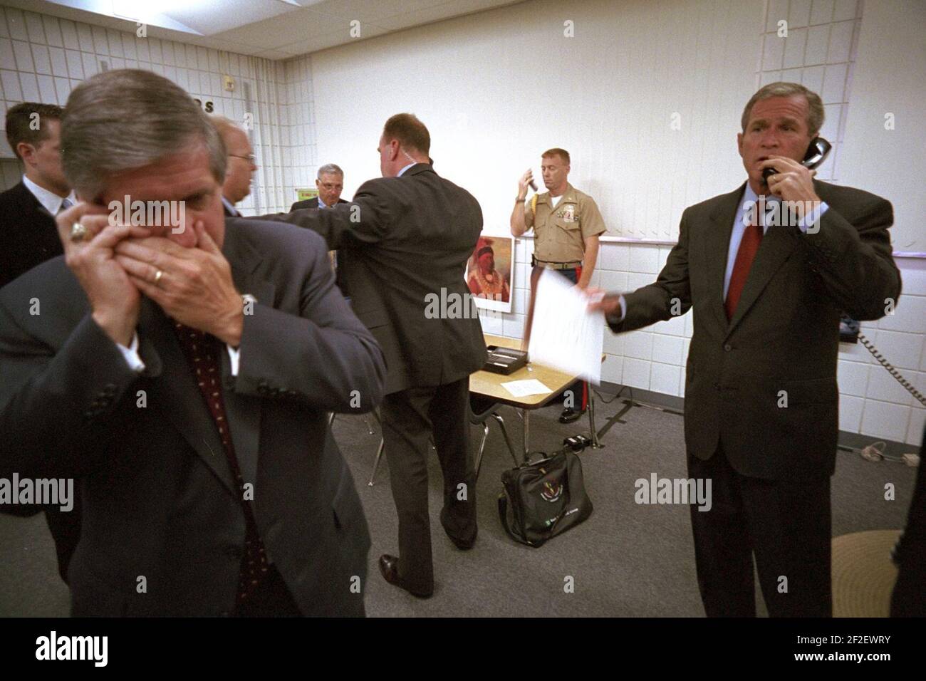 President George W. Bush Speaks on the Telephone Stock Photo - Alamy