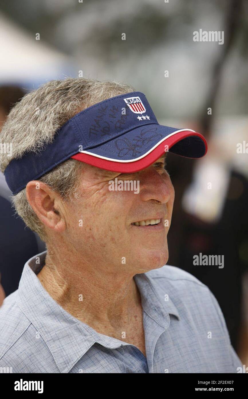President George W. Bush Watches a Practice Session of the 2008 U.S ...