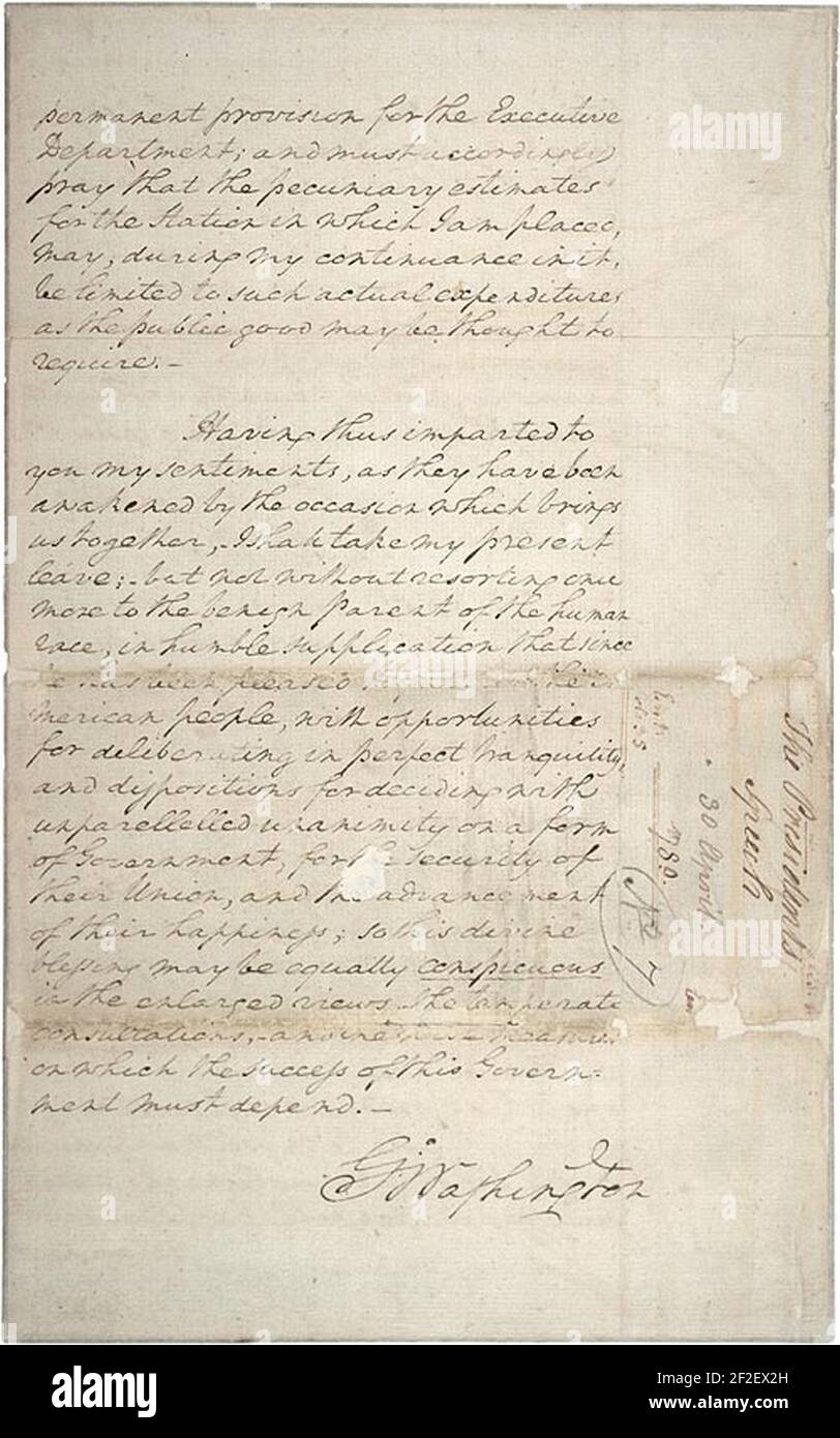 President George Washington's First Inaugural Speech (1789) (page 2 of ...