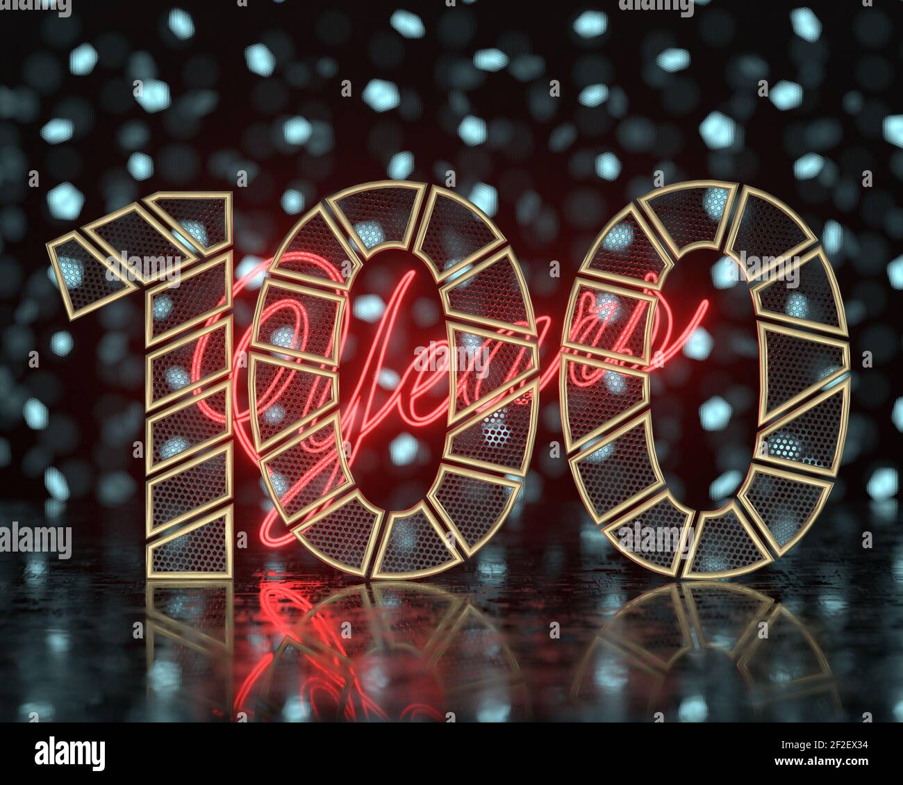 Golden number one hundred (number 100) cut into perforated gold ...