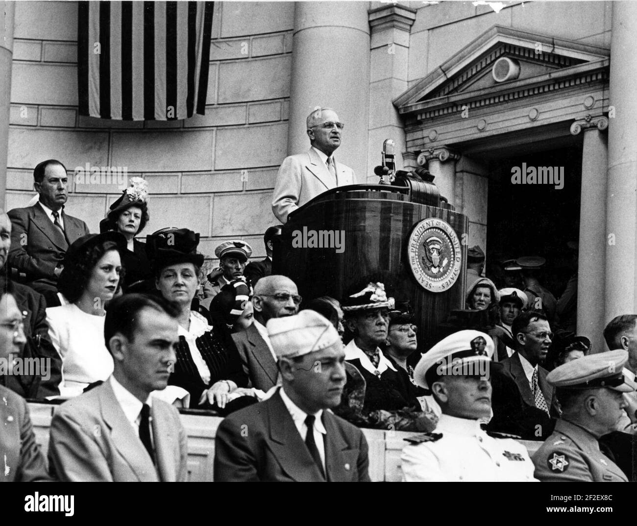 President Harry S. Truman Speaking at Memorial Day Services Stock Photo ...