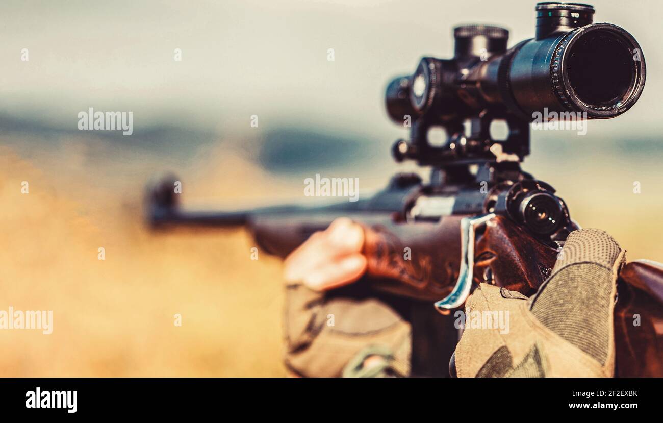 Close up of hunter aiming with gun hi-res stock photography and images ...