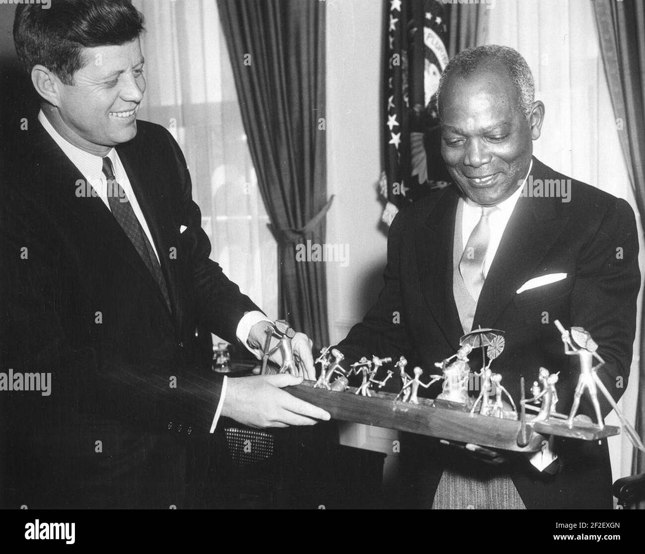 President John F. Kennedy Accepts a Gift from Ambassador of Dahomey ...