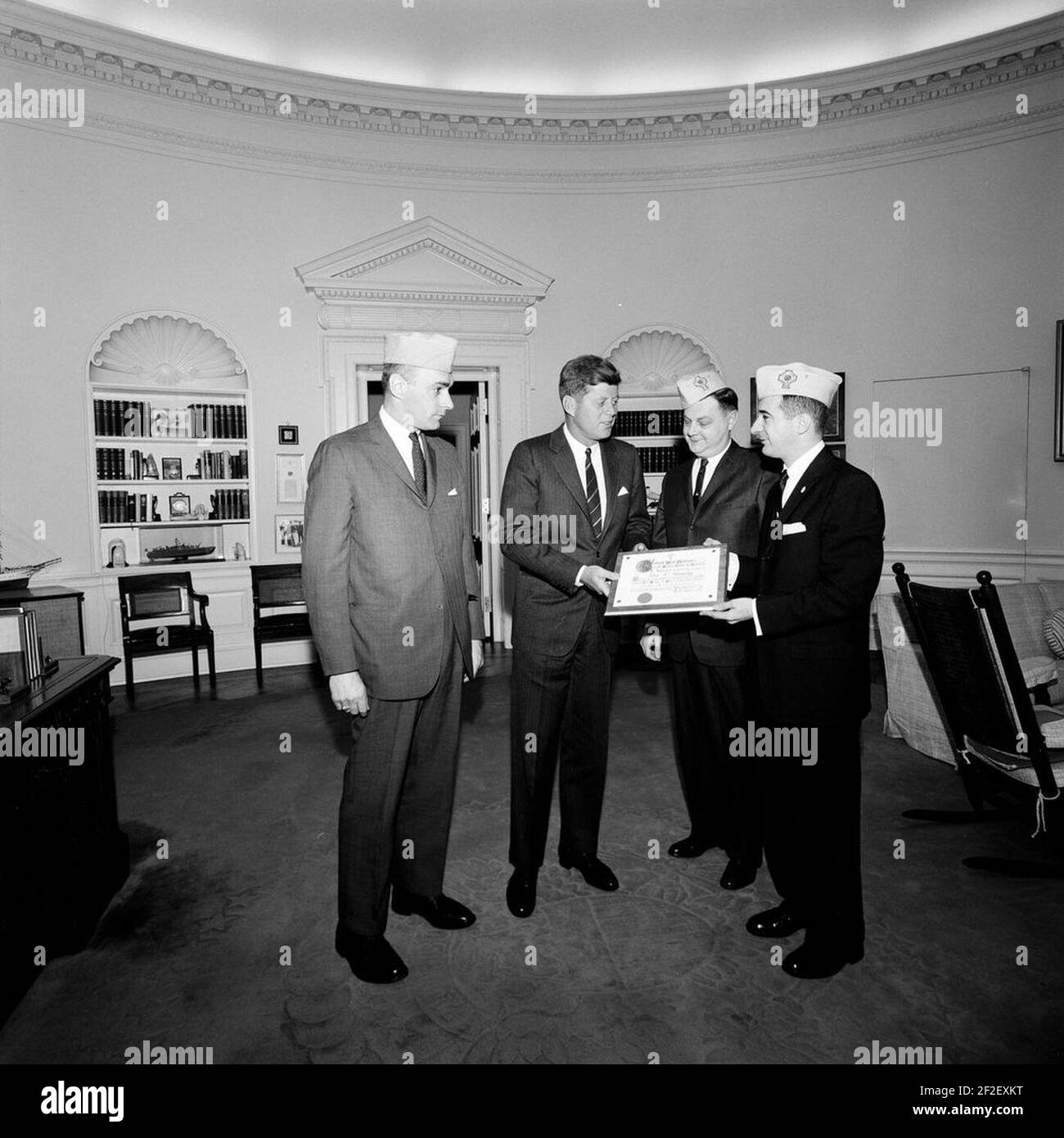 President John F. Kennedy being inducted into the Catholic War Veterans ...