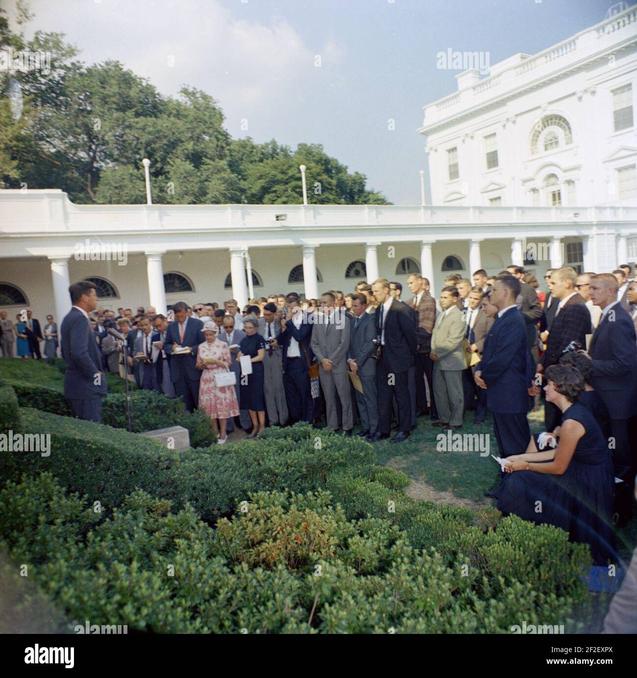 President John F. Kennedy greets the first group of Peace Corps ...