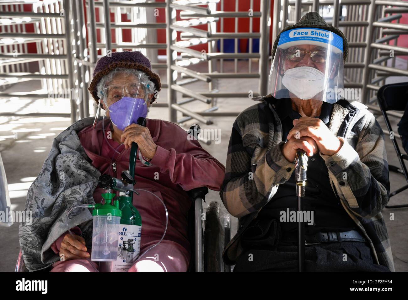 TOLUCA, MEXICO - MARCH 9: Elderly wait before receive the first dose of ...