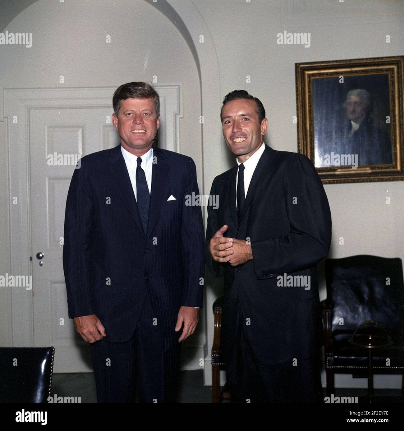 President John F. Kennedy with Baseball Player, Jimmy Piersall Stock ...