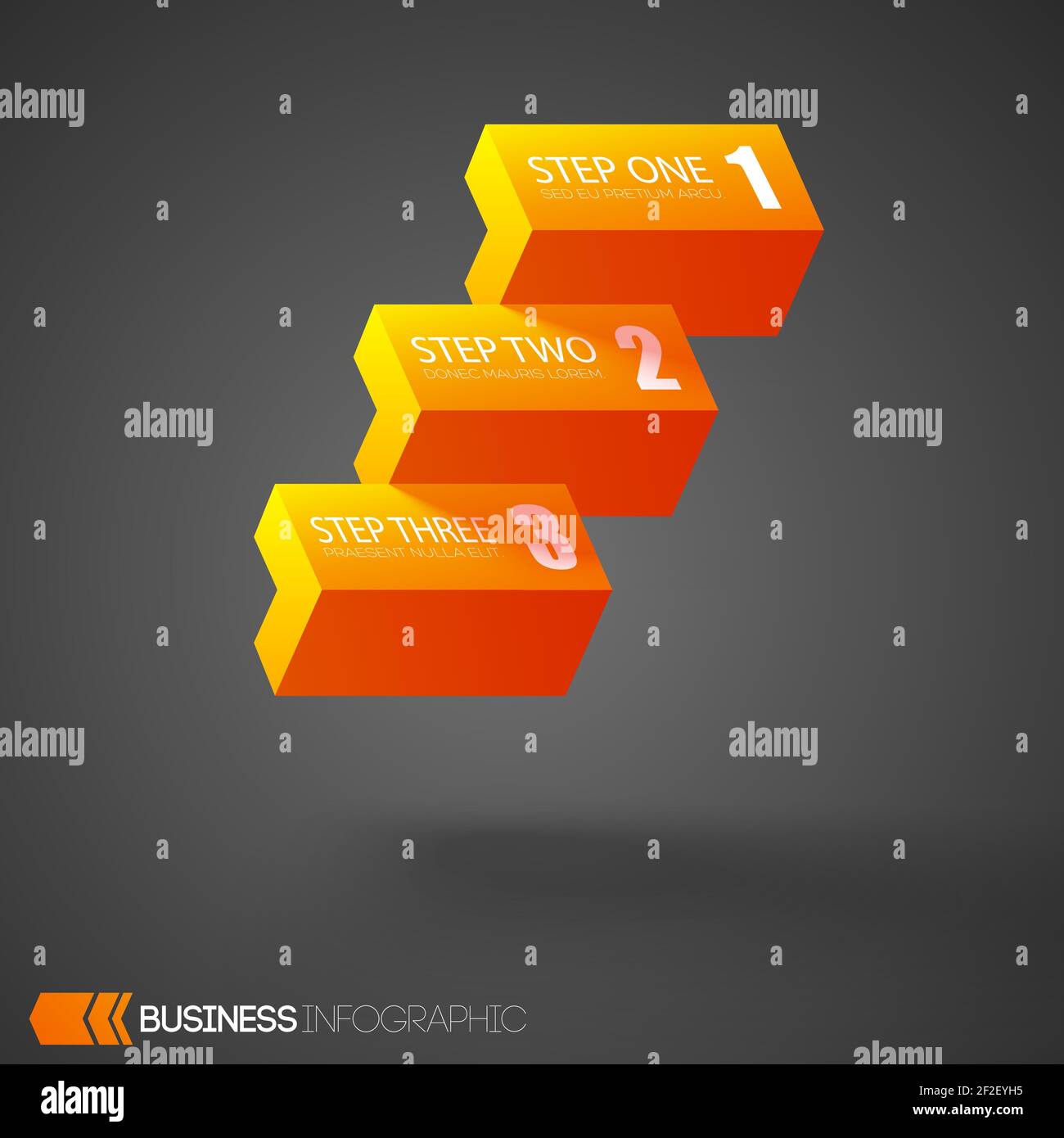 Infographic with orange bricks with three steps on gray Stock Vector ...