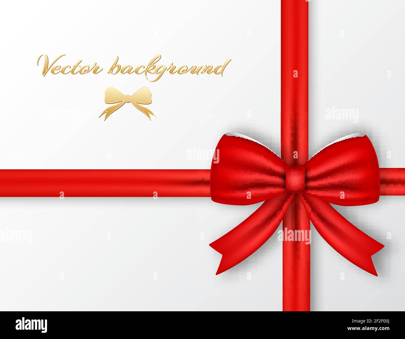Festive present template with red luxury ribbon bow on light background ...