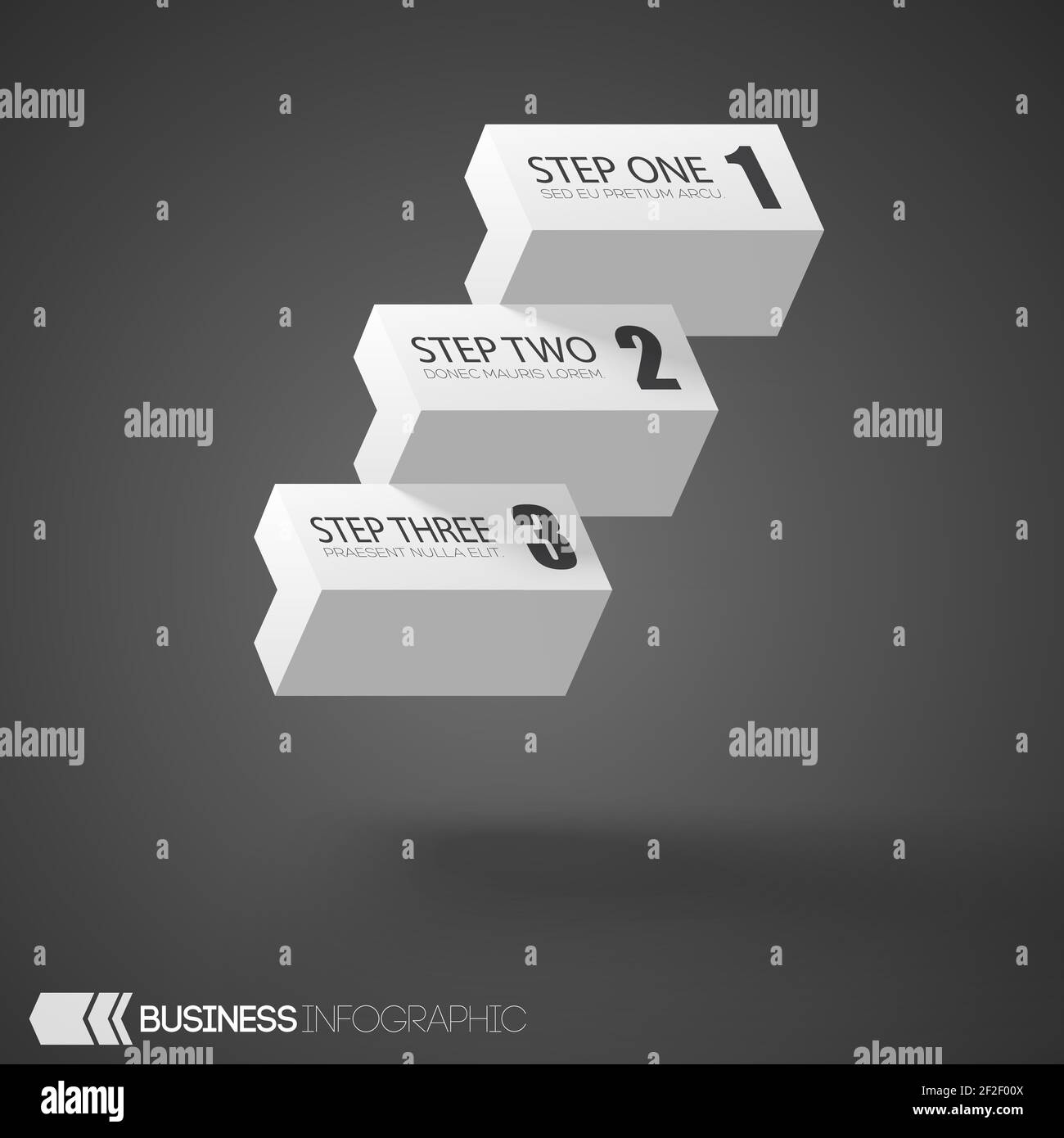 Infographic white bricks with three steps on gray Stock Vector Image ...