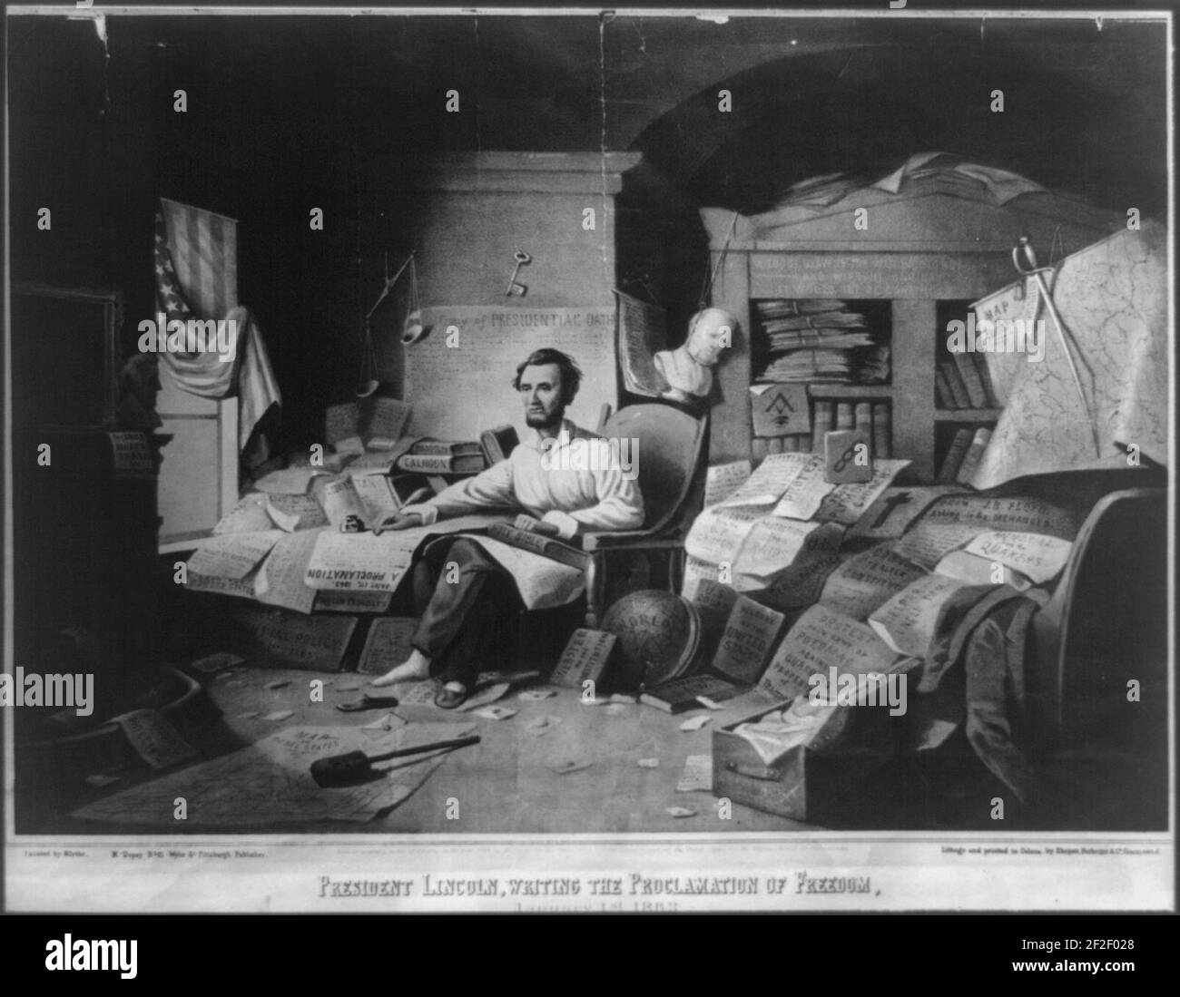 President Lincoln, writing the Proclamation of Freedom. January 1st ...